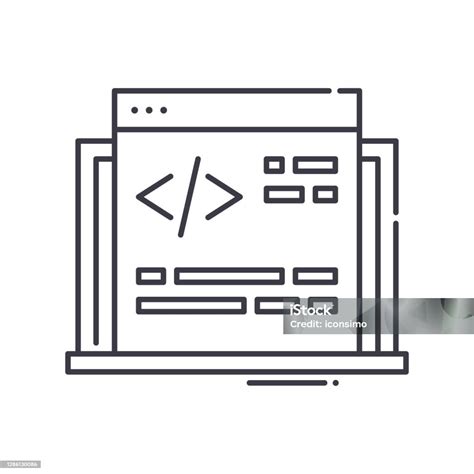 코딩 프로세스 아이콘 선형 격리 된 그림 얇은 선 벡터 웹 디자인 기호 흰색 배경에 편집 가능한 스트로크와 개요 개념 기호
