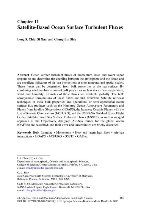 Pdf Satellite Based Ocean Surface Turbulent Fluxes