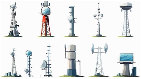 Professional Set Of Telecommunication Radio Masts For Communication Transmission Premium Ai