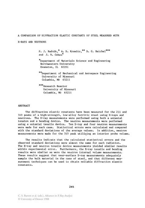 pdf advances in x ray analysis a comparison of diffraction elastic