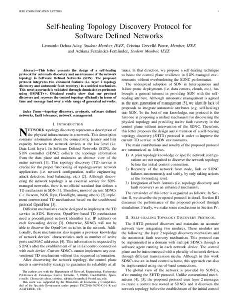 Pdf Self Healing Topology Discovery Protocol For Software Defined Networks