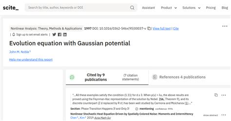 Citation Report Evolution Equation With Gaussian Potential