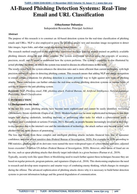 (PDF) AI-Based Phishing Detection Systems: Real-Time Email and URL ...