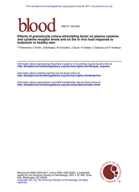 Pdf Effects Of Granulocyte Colony Stimulating Factor On Plasma Cytokine And Cytokine Receptor
