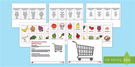 Editable Shopping List Auditory Memory Game Teacher Made