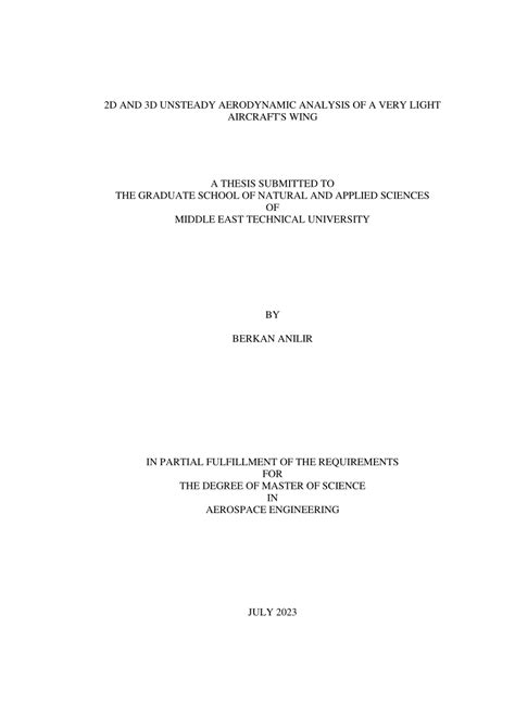 Pdf 2d And 3d Unsteady Aerodynamic Analysis Of A Very Light Aircrafts Wing