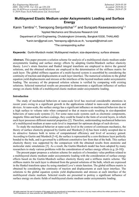 Pdf Multilayered Elastic Medium Under Axisymmetric Loading And