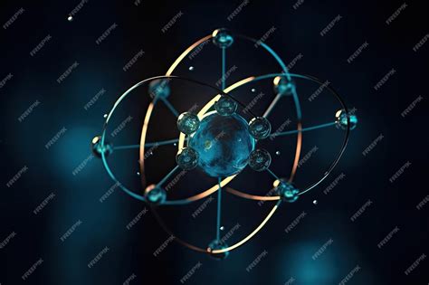 Premium Photo Close Up Of Atomic Nucleus With Orbiting Particles On Dark Background Retro Futurism