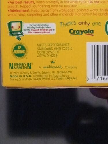 Vintage Crayola 1998 Washable Fluorescent Non Toxic 6 Pack Collectible