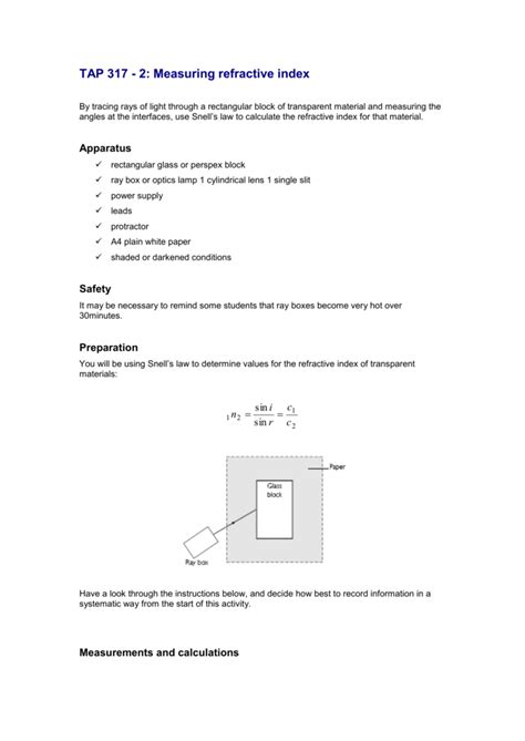 Tap 317 2 Measuring Refractive Index