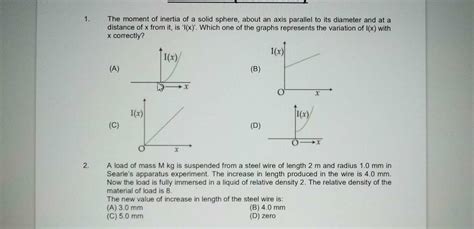 The Moment Of Inertia Of A Solid Sphere About An Axis Parallel To Its Di
