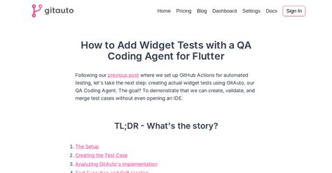 How To Add Widget Tests With A QA Coding Agent For Flutter GitAuto Blog