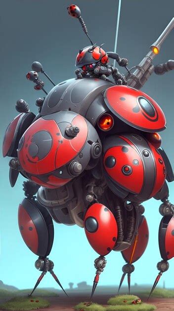 premium ai image draw cyborg ladybug warrior futurist realism