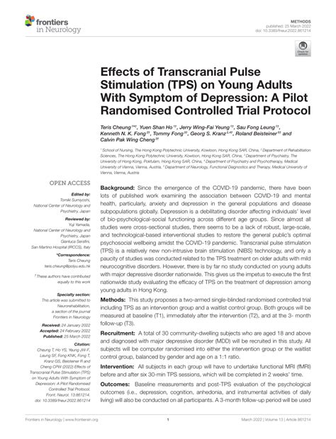 Pdf Effects Of Transcranial Pulse Stimulation Tps On Young Adults