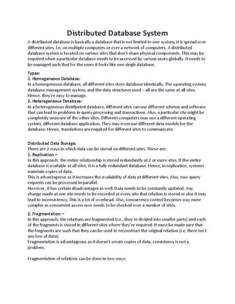 Distributed Database System A Distributed Database System Is Located