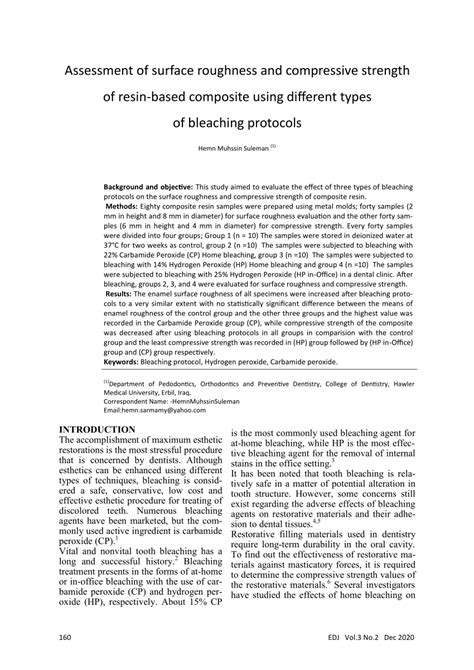 Pdf Assessment Of Surface Roughness And Compressive Strength Of Resin Based Composite Using