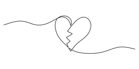 Broken Heart Symbol Continuous Line Drawing 67638413 Vector Art At Vecteezy