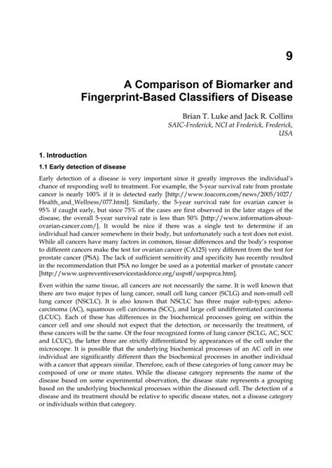 Pdf A Comparison Of Biomarker And Fingerprint Based Classifiers Of