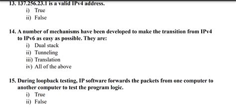 Solved 13 137256231 Is A Valid Ipv4 Address I True Ii