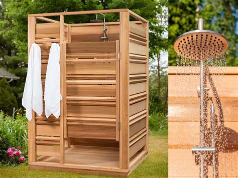 Douche Dextérieur En Bois Modèle Carré En Cèdre Rouge