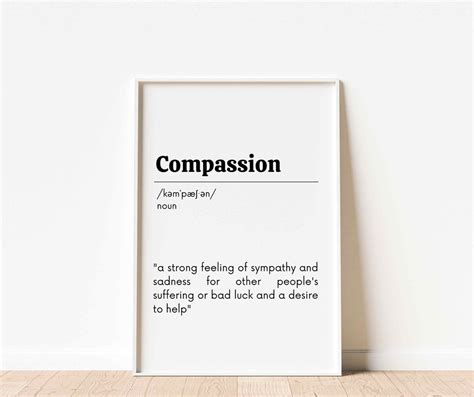 Compassion Definition Dictionary Poster Social Worker Office Decor