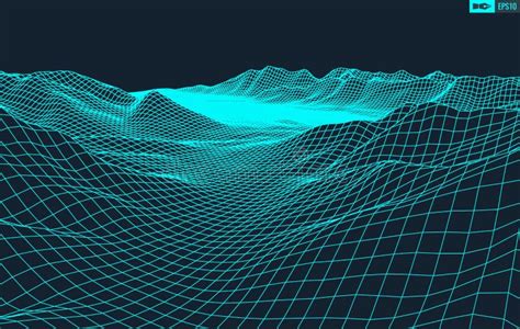 3d Wireframe Terrain Wide Angle Eps10 Vector Stock Illustration