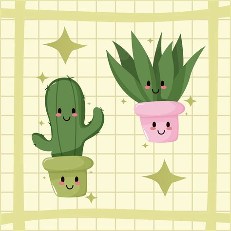 Cute Cactus Cartoon 25458067 Vector Art At Vecteezy