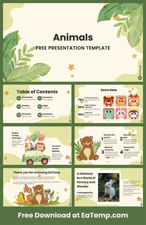 Animals Ppt Presentation Template Free Download