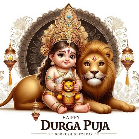Happy Durga Puja Subh Navratri Indian Religious Header Banner