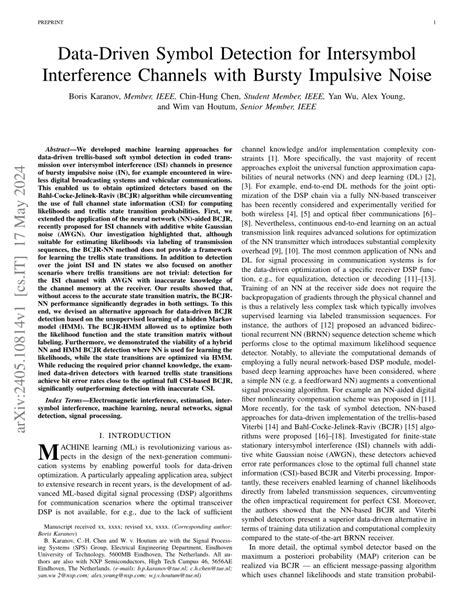 pdf data driven symbol detection for intersymbol interference