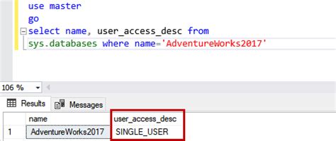 ALTER DATABASE SET SINGLE USER Statement In SQL Server