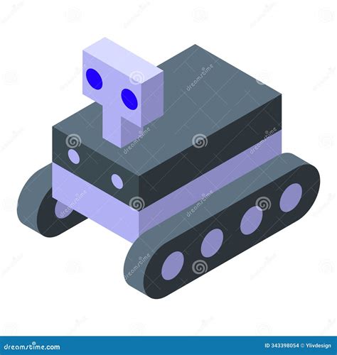 Autonomous Exploration Vehicle Moving On Tracks Exploring New Territories Stock Vector