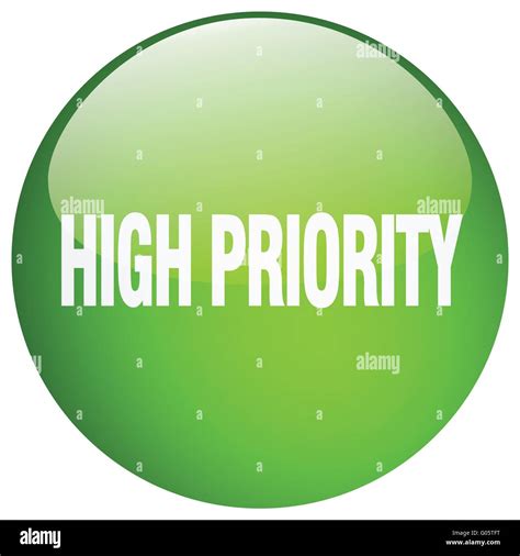 high priority green round gel isolated push button stock vector image
