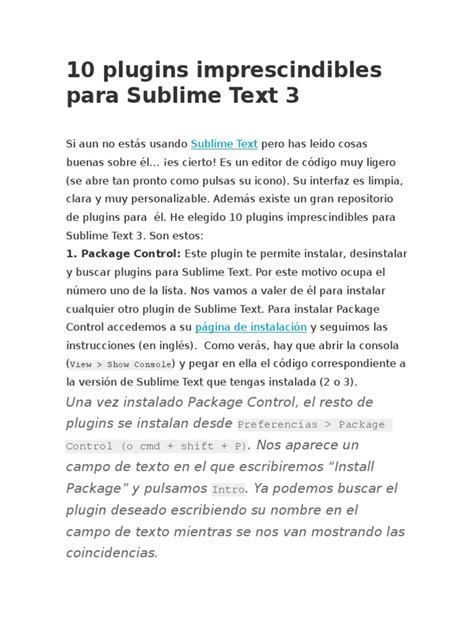 10 Plugins Imprescindibles Para Sublime Text 3 Pdf