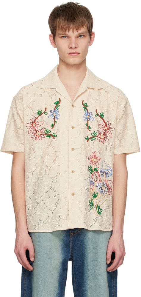 Beige Flower Mushroom Shirt By Andersson Bell On Sale