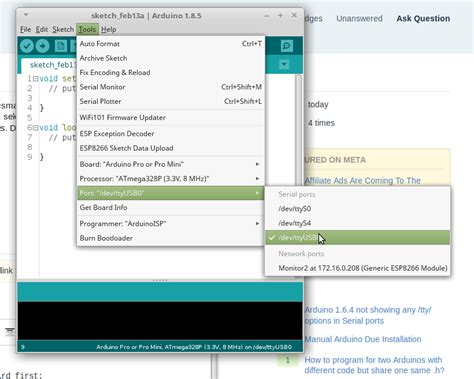 Two Arduino Boards One Ide Arduino Stack Exchange