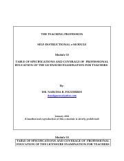 Module Docx The Teaching Profession Self Instructional E Module Module Table Of