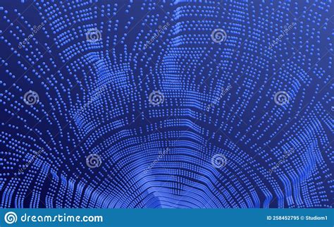 Abstract Background With Dynamic Particles Circular Grid Pattern Stock Illustration