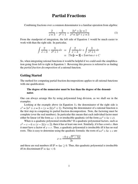 Partial Fraction Pdf Polynomial Fraction Mathematics