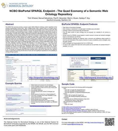 Ncbo Bioportal Sparql Endpoint The Quad Economy Of A Semantic Web Ontology Repository Pptx