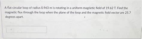 Solved A Flat Circular Loop Of Radius M Is Rotating In Chegg