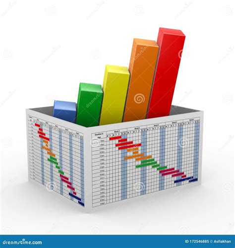 D Pen And Progress Bar On Gantt Chart Royalty Free Cartoon CartoonDealer