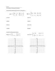 Piecewise Functions Pdf Name Pre Calculus Piecewise Functions Evaluate The Following