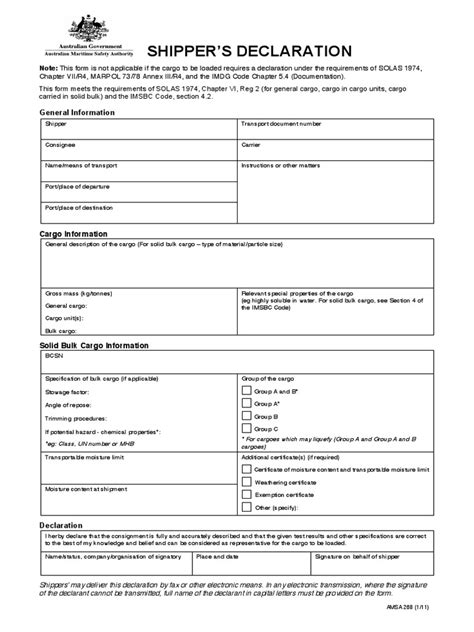 Amsa268 Shippers Declaration Pdf