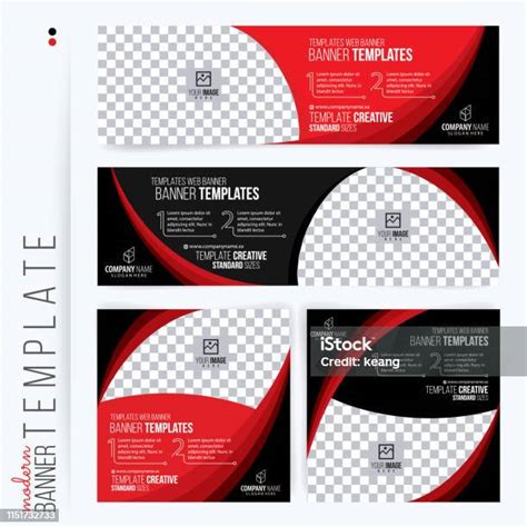 빨간색과 검은색 웹 배너 템플릿 사진에 대 한 공간을 가진 표준 크기 현대적인 디자인 0명에 대한 스톡 벡터 아트 및 기타 이미지 0명 개념 기업 비즈니스 Istock