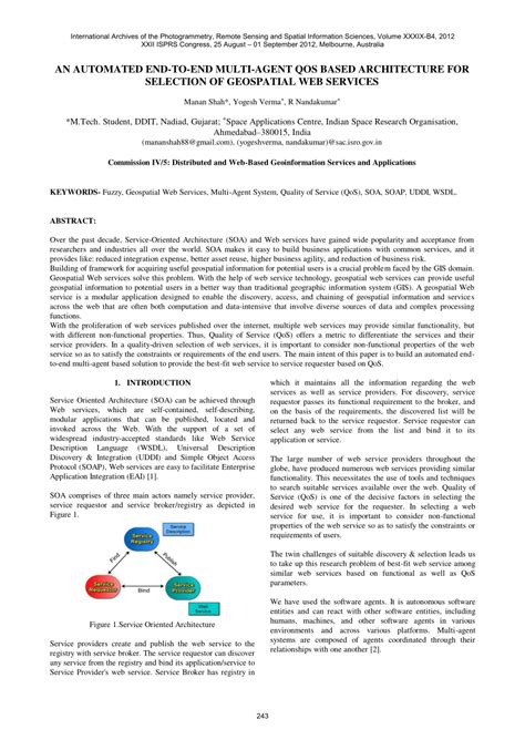 pdf an automated end to end multi agent qos based architecture for