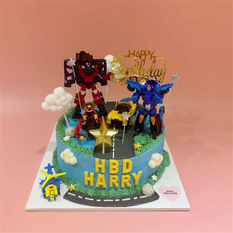 핑크멜로우 신사가로수길점 가로수길카페 가로수길케이크 피규어케이크 리본트리케이크 유치원케이크 1단 헬로카봇