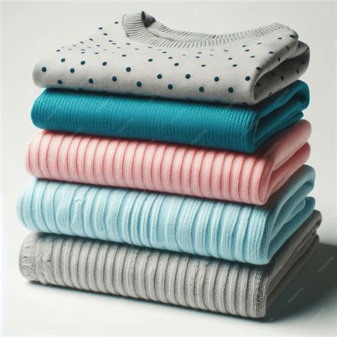 Premium Photo A Neatly Folded Stack Of Four Different Pieces Of