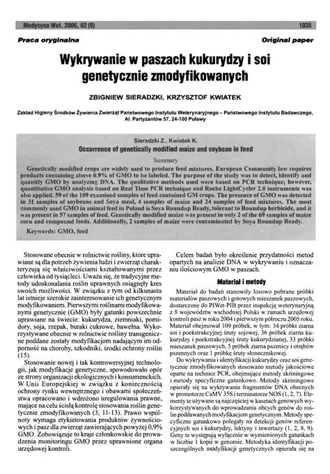 Pdf Occurrence Of Genetically Modified Maize And Soybean In Feed