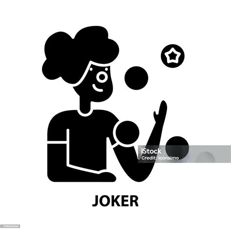 조커 아이콘 편집 가능한 스트로크가 있는 블랙 벡터 사인 컨셉 일러스트 가공의 인물에 대한 스톡 벡터 아트 및 기타 이미지